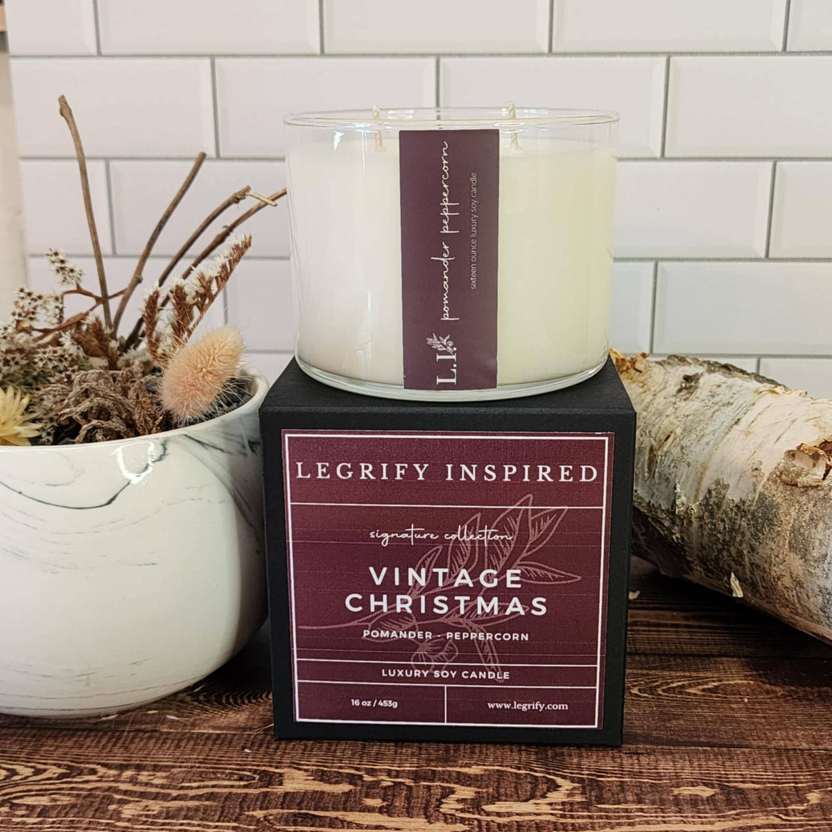 Pomander Peppercorn Classic Glass 2 Wick Soy Candle | The Silver Dahlia